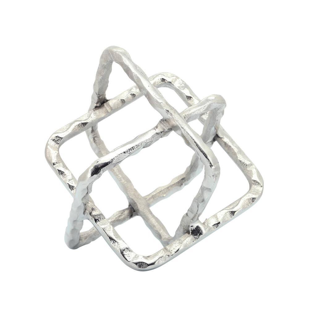 Liv & Skye Silver 6 in. x 7 in. Metal Square Orb Sculpture 16156-04 ...
