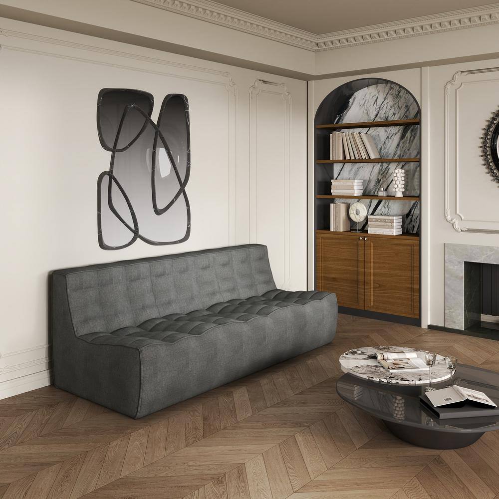 Magic Home 82 in. Black Modular Fireside Lazy Floor Sofa Couch Linen 3 ...