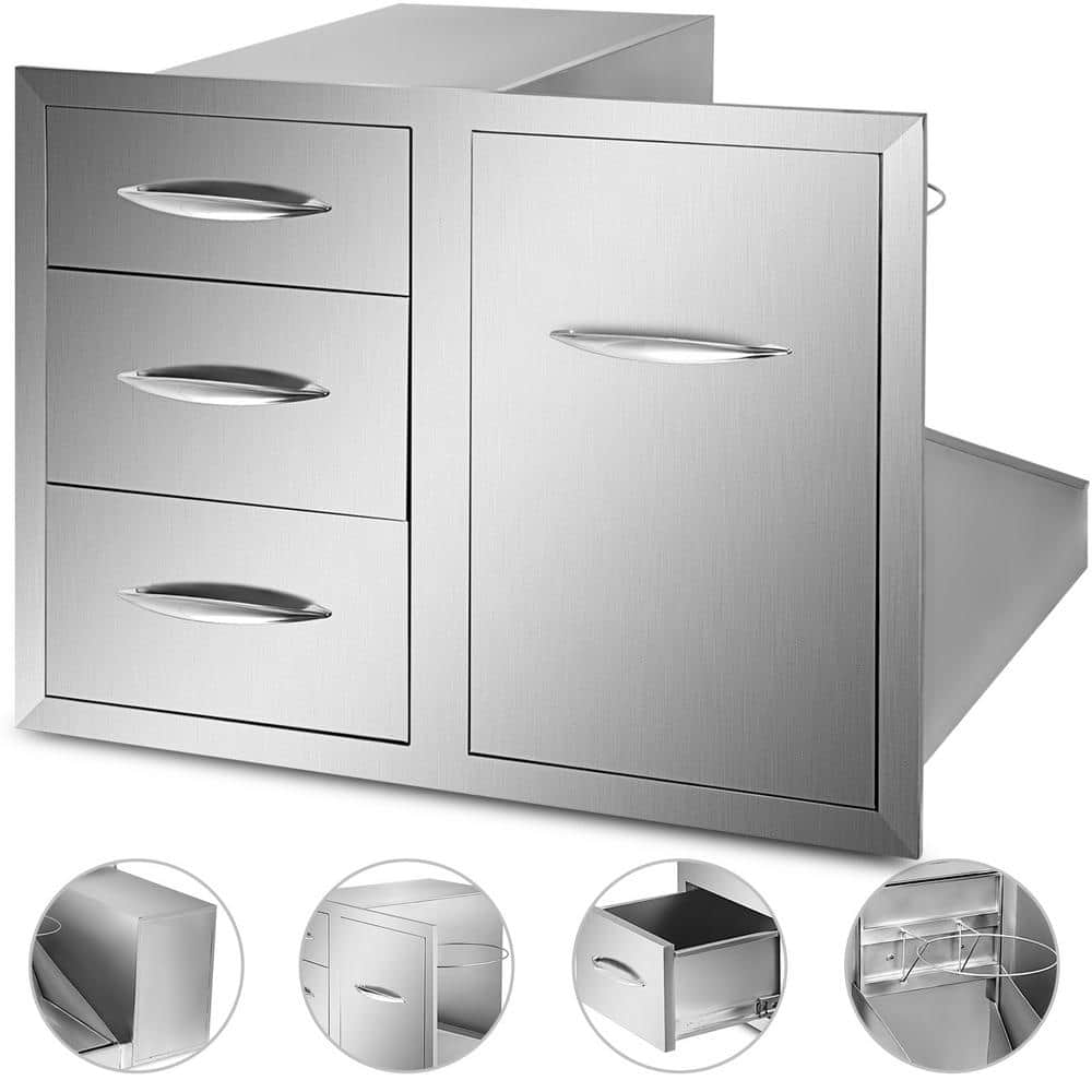 SKYSHALO Outdoor Kitchen Door Drawer Combo 22.6 in . 1- Drawer with ...
