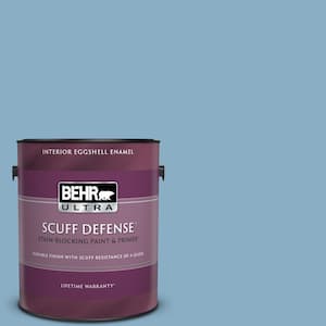 BEHR PREMIUM PLUS 1 gal. #S500-4 Chilly Blue Semi-Gloss Enamel Low Odor ...
