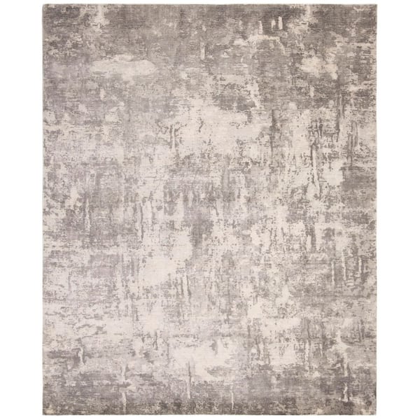 SAFAVIEH Mirage 9 ft. x 12 ft. Gray/Silver Distressed Marble Area Rug ...