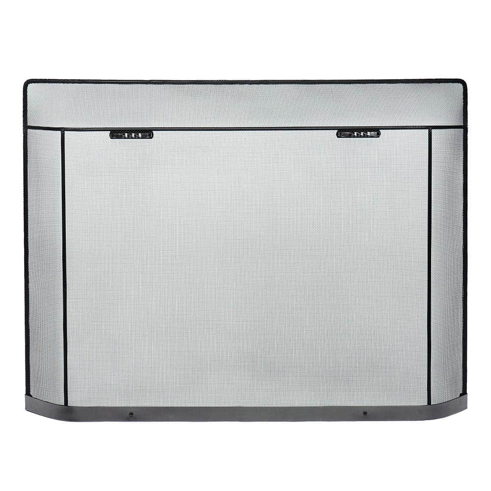 ACHLA DESIGNS 44 in. L Black 1-Panel Traditional Spark Guard Fireplace ...