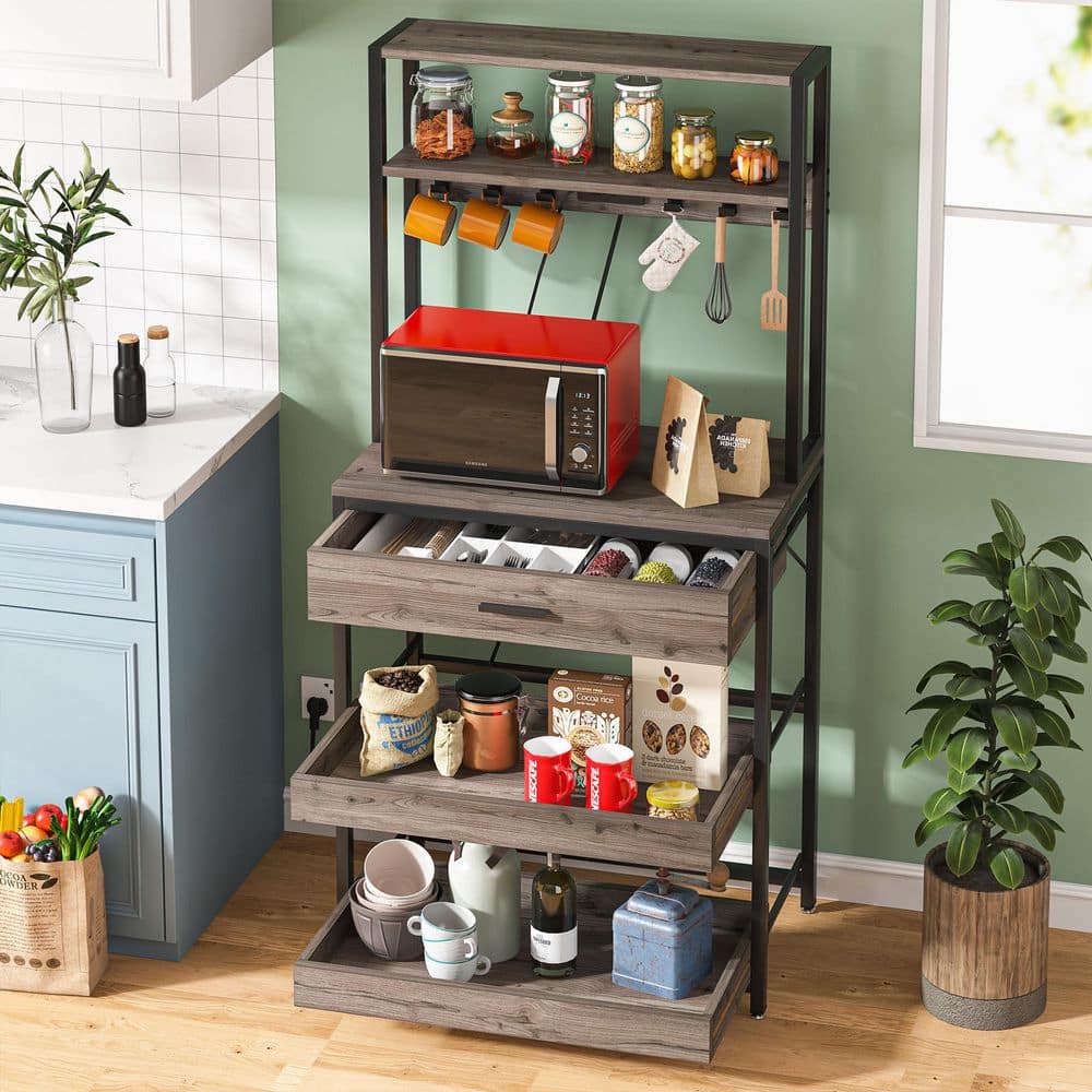 TRIBESIGNS WAY TO ORIGIN Bachel Gray Baker's Rack with Power and USB ...