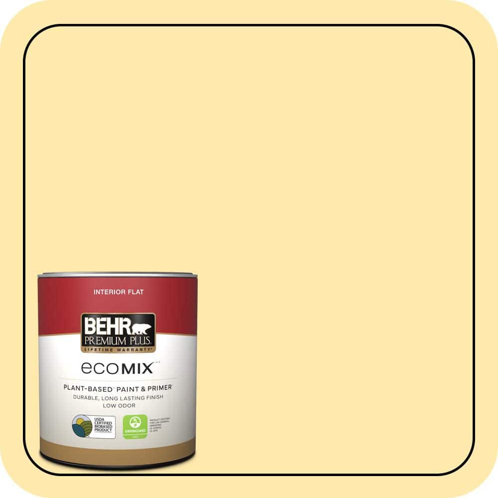 BEHR PREMIUM PLUS 1 qt. #360A-3 Banana Split Flat EcoMix Plant-Based ...