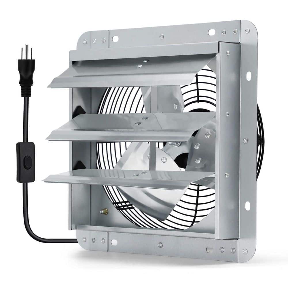 KIWDZFU 12 Inch Shutter Exhaust Fan Galvanized Steel Wall Mount High ...