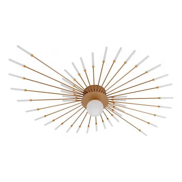 Reviews for OUKANING 50.39 in. 42-Light Gold Modern Firework LED Semi ...