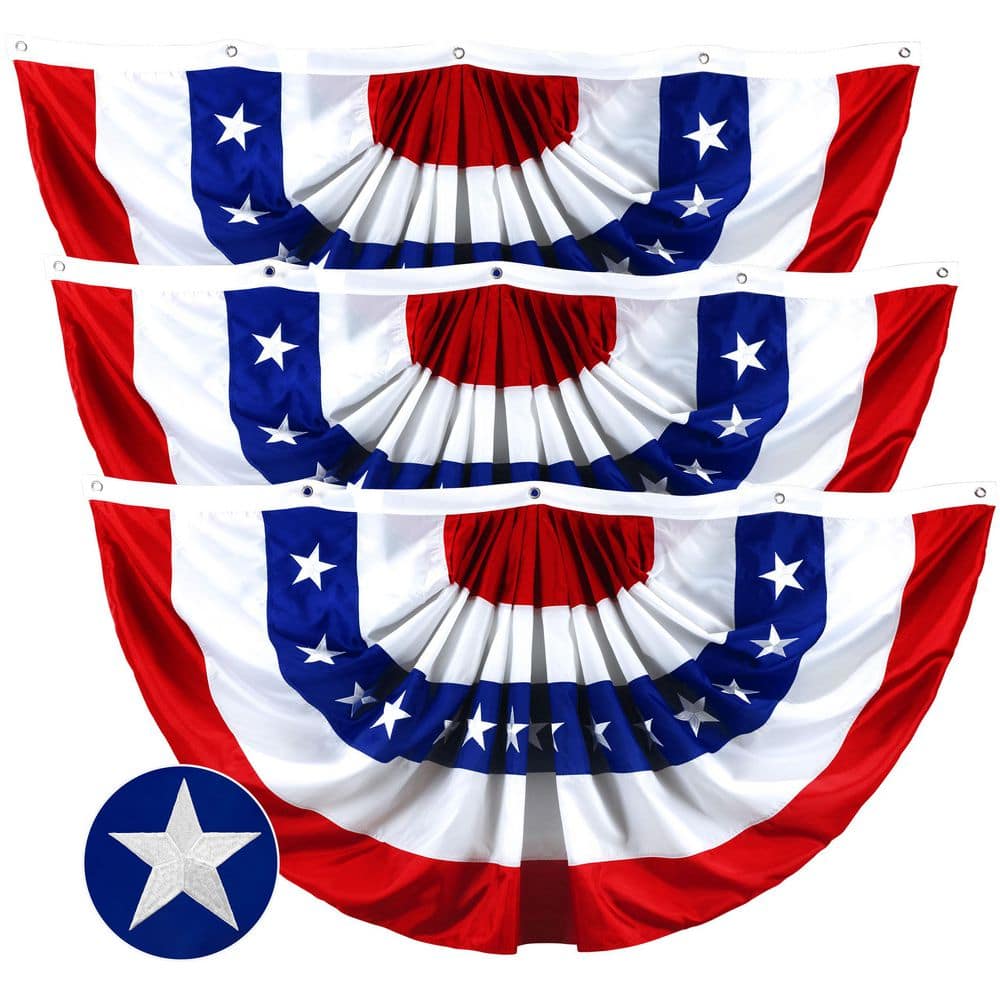 G128 4 ft. x 8 ft. Embroidered Polyester USA Fan Flag with Canvas ...