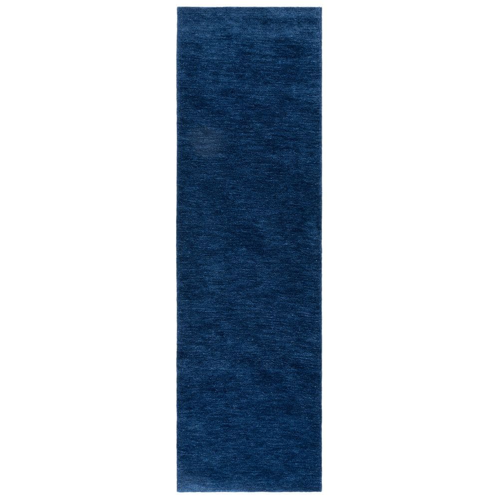 SAFAVIEH Carmine 2 ft. x 8 ft. Navy Modern Solid Runner Rug CMN101N-28 ...