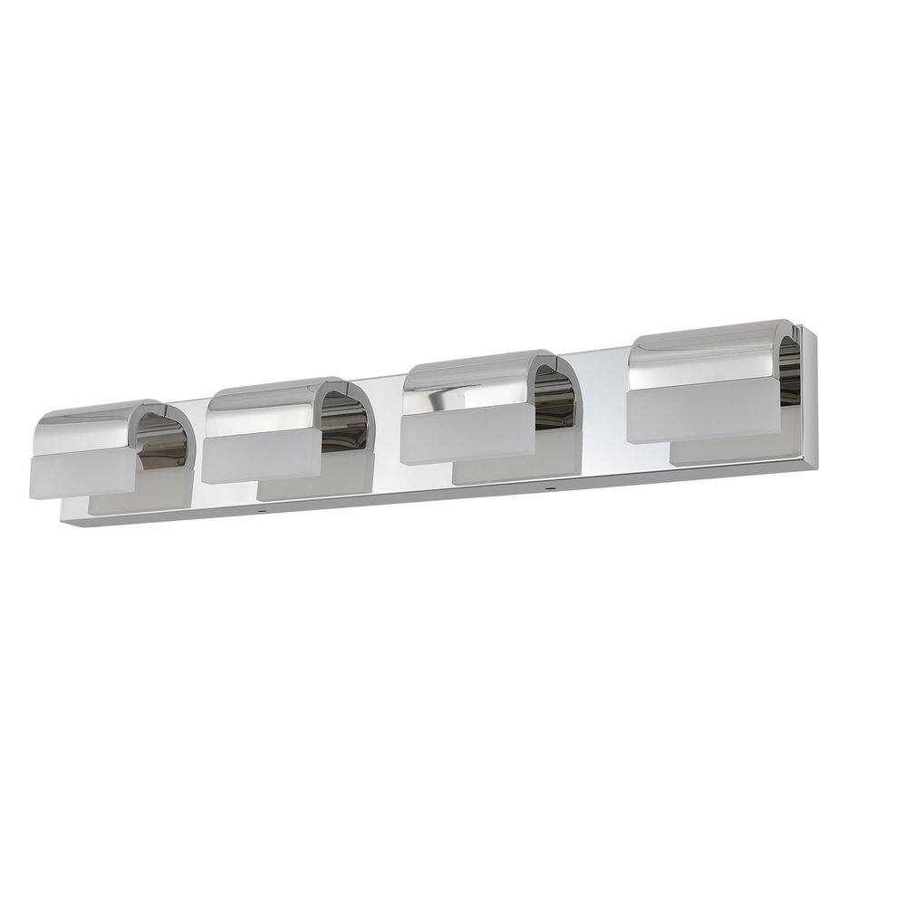 Basdien 29 in. 4 Light Modern silver Vanity Light Fixture Bathroom Over ...