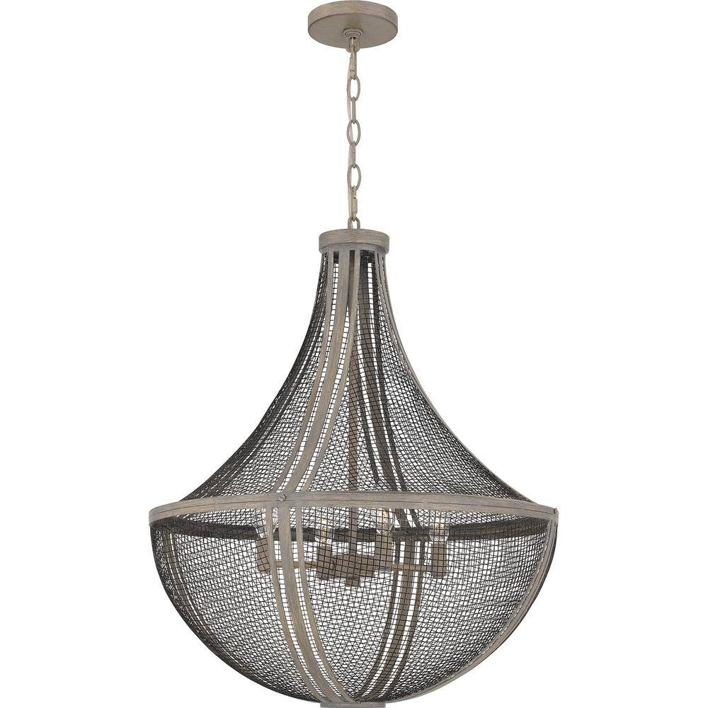 Quoizel Hallie 4-Light Distressed Grey Wood Pendant Light HLE2822DGW ...