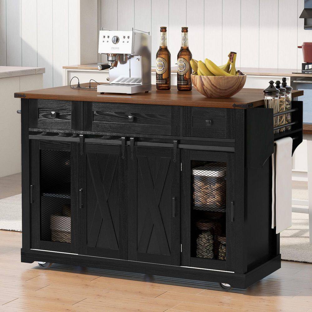 Reviews for FAMYYT Farmhouse Black Drop Leaf Wood Tabletop 58 in ...