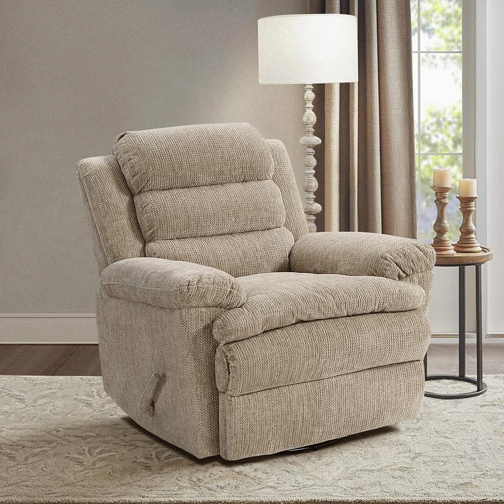 Lazzara Aitana Brown Microfiber Manual Swivel Glider Recliner 9725BRW ...