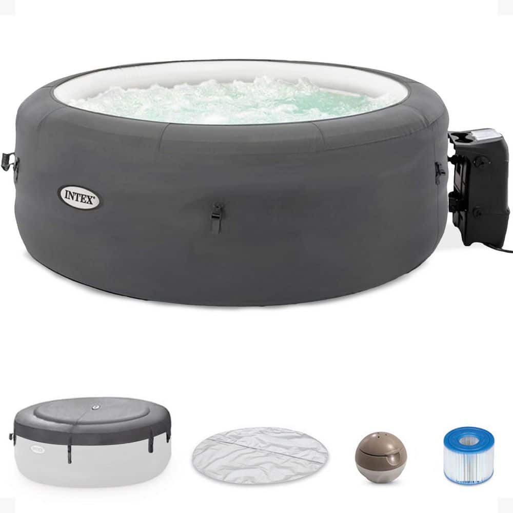 Intex 4-Person 100-Jet Inflatable Hot Tub with Insulated Cover and ...