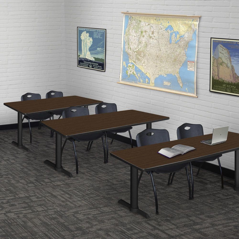 Regency Cain 72 in x 24 in. Neo Walnut T-Base Training Seminar Table ...