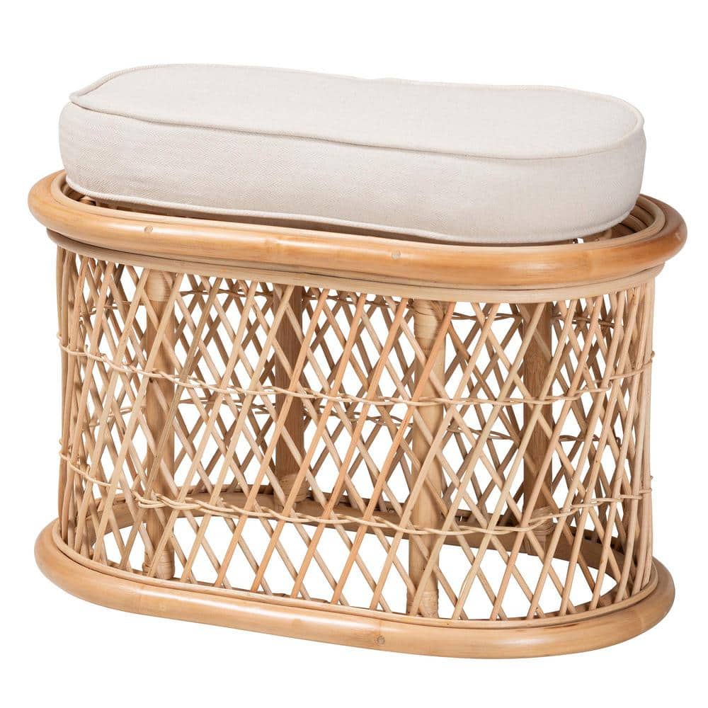 bali & pari Ladonna Natural Rattan Ottoman Footstool with Cushion 244 ...
