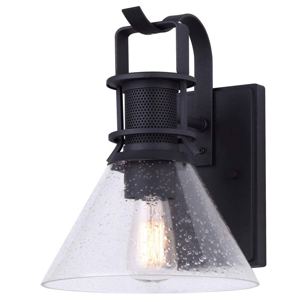 CANARM Avery Matte Black Outdoor Hardwired Wall Sconce with No Bulb ...