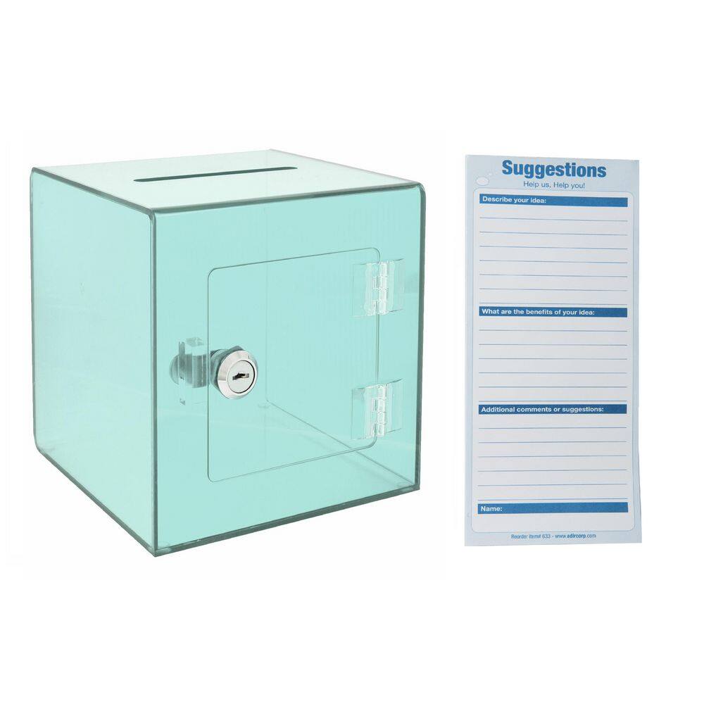 AdirOffice 10 in. x 10 in. Acrylic Suggestion Donation Box with Easy ...