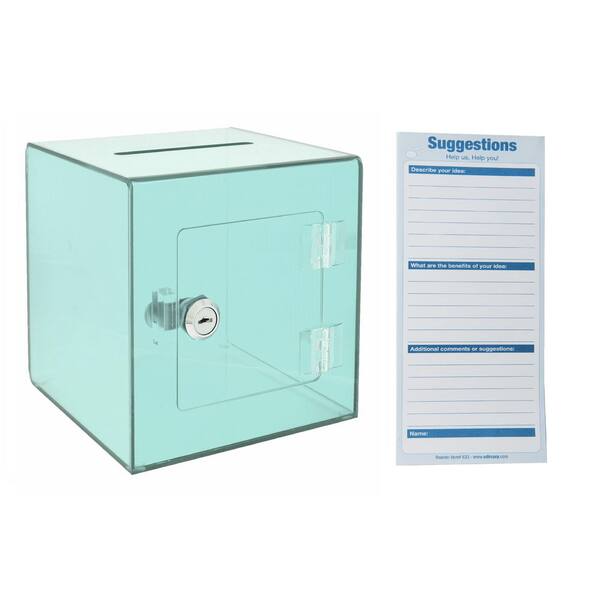 AdirOffice 10 in. x 10 in. Acrylic Suggestion Donation Box with Easy ...