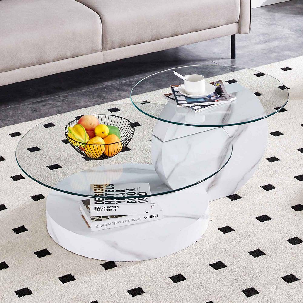 Reviews for Polibi Modern 31.5 in. Transparent Round Glass Coffee Table ...