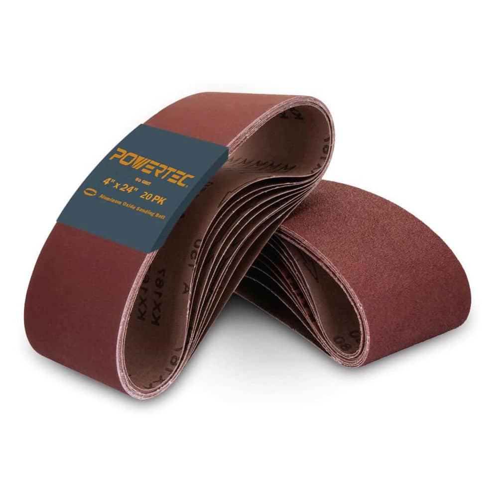 ‎POWERTEC 4 x 24 in. Sanding Belts, 80 Grit A/O Sandpaper for Makita ...