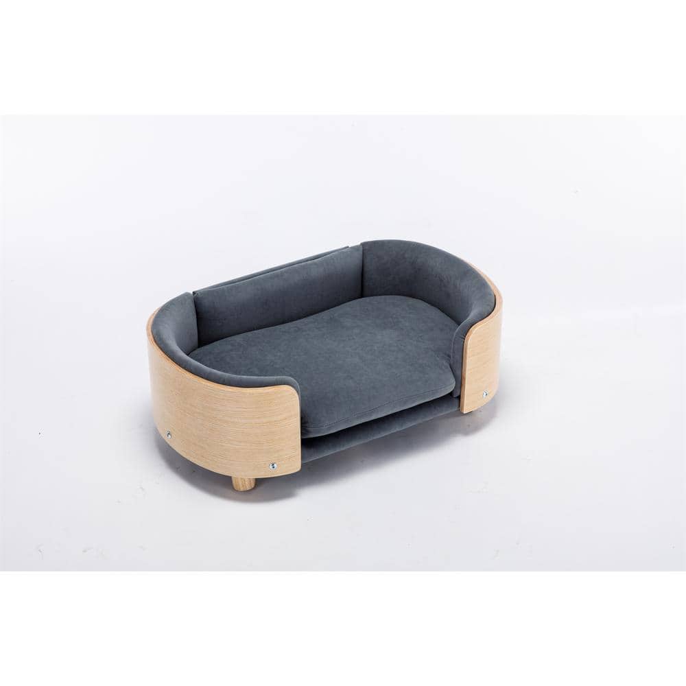 maocao hoom Medium Size Dark Gray Solid Wood Dog Bed With Solid Wood ...