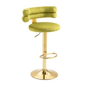 URTR 42 in. Olive Low Back Metal Frame Velvet Bar Stool with Footrest ...