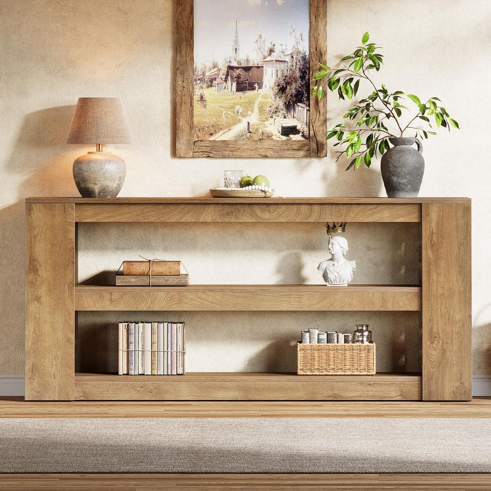 TRIBESIGNS WAY TO ORIGIN 71in. Large Brown Rectangle Wood Console ...