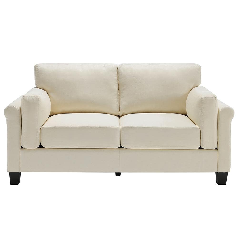 Morden Fort Modern Minimalist Couch 67.5 in. Beige Linen 2 Seats ...