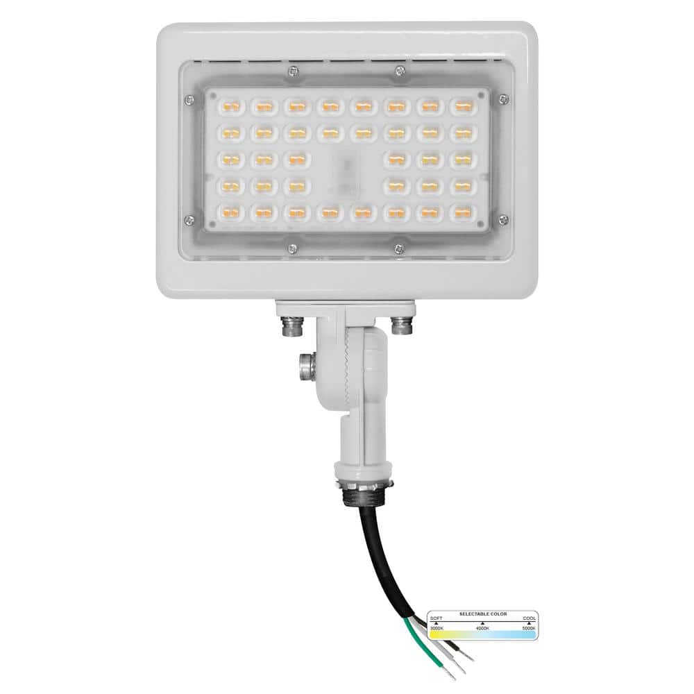 NuWatt 30-Watt 4200 Lumens White Outdoor Integrated LED Flood Light 1/2 ...