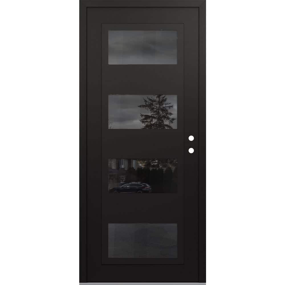 Tessari Doors C2 36 in. x 80 in. Black P Left-Hand/Inswing Mirrored ...