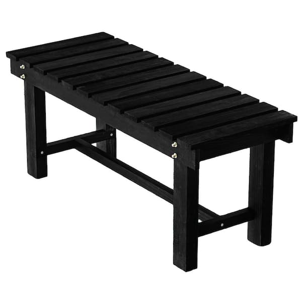MOEPISY Black Wood Outdoor Garden Bench, Weatherproof Patio Benches 2 ...
