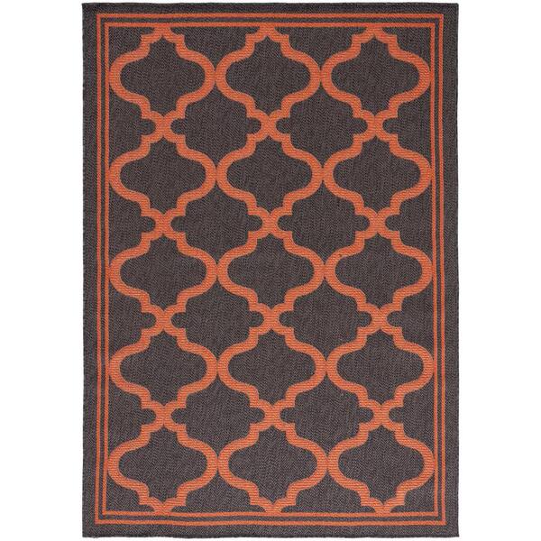 SAFAVIEH Bermuda Charcoal/Rust Doormat 3 ft. x 5 ft. Border Trellis ...