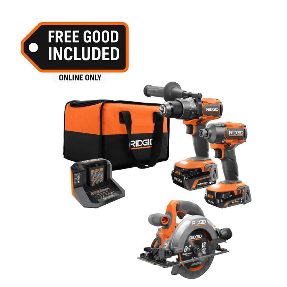 RIDGID 18V Brushless Cordless 2-Tool Combo Kit w/ (2) Batteries ...
