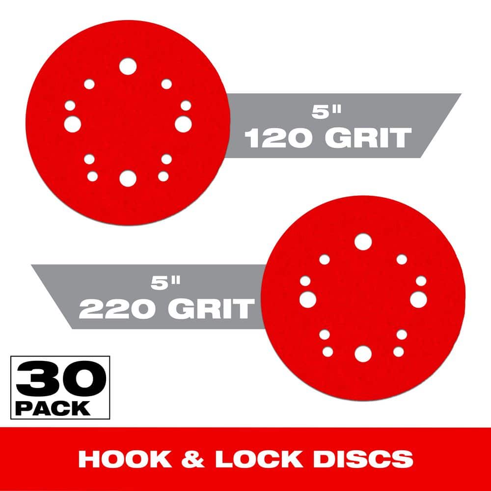 DIABLO 5 in. 120 & 220 Grit Hook and Lock ROS Sanding Discs (30-Pack ...