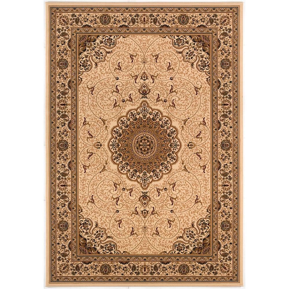 Rug Branch Majestic Beige Cream, Traditional 3 ft. x 4 ft. Persian ...