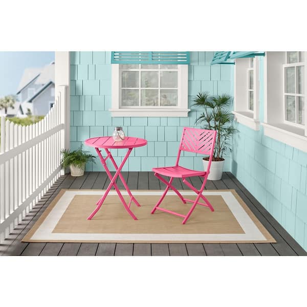 StyleWell Metal Folding Outdoor Dining Chair in Flamingo Pink FDS40113C ...
