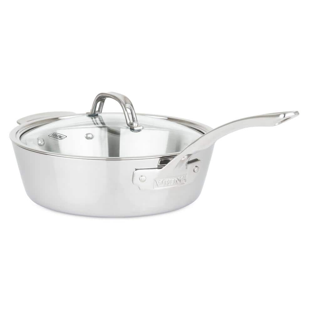 Viking 3-Ply Contemporary Stainless Steel 3.6 qt. Saute Pan with Lid ...