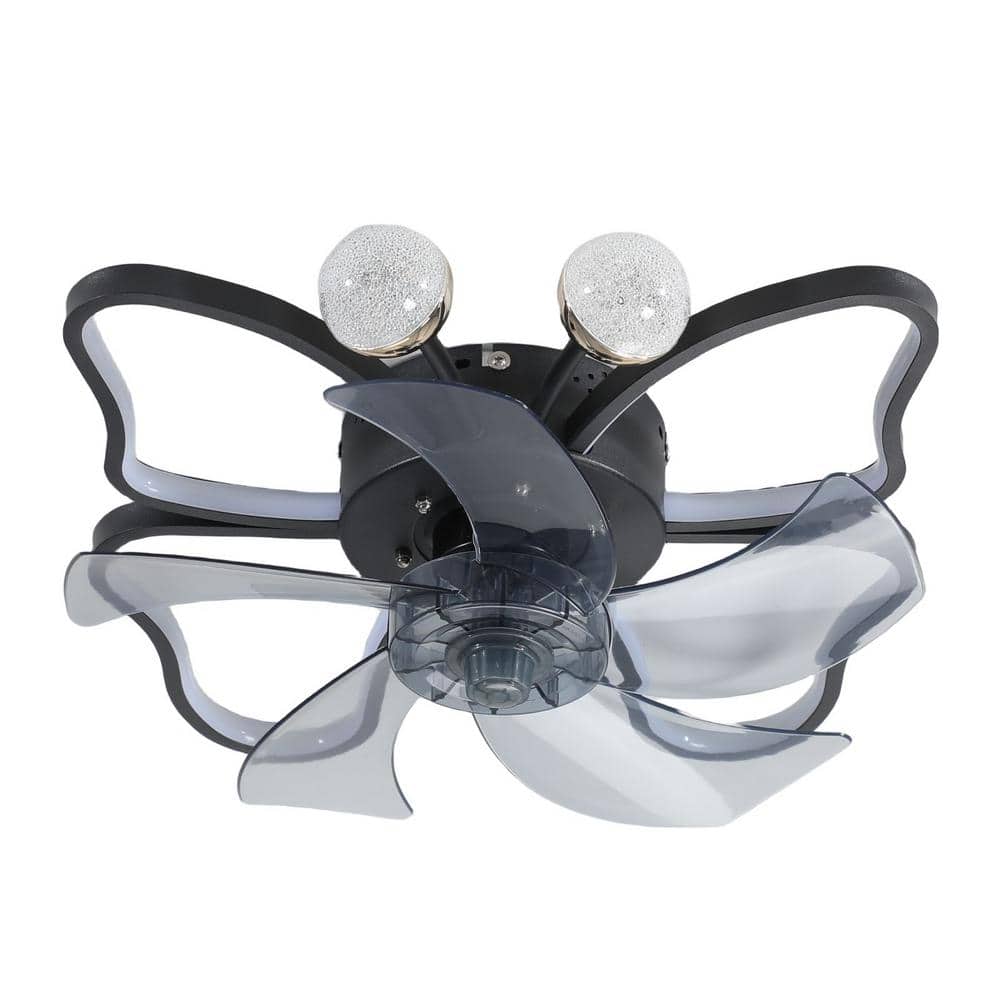 Etokfoks Butterfly Shape 19.7 in. LED Indoor Black Smart Ceiling Fan ...