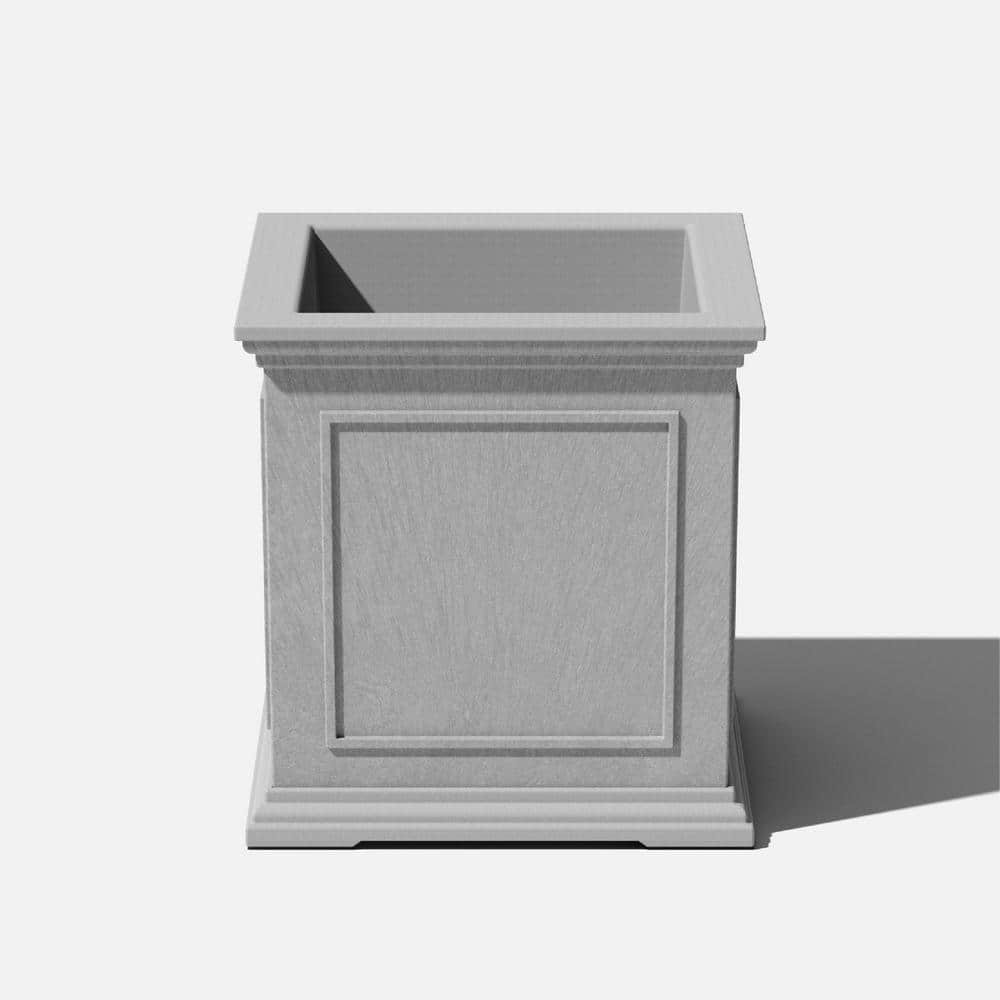 Veradek Brixton Large Gray Plastic Cube Planter with Drainage Hole and ...