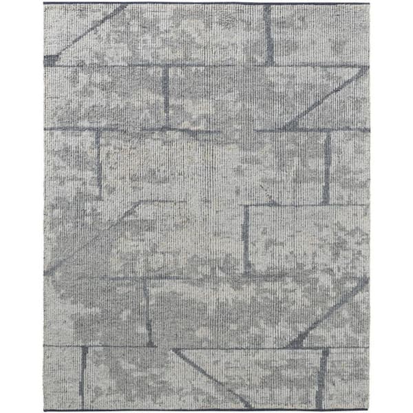 HomeRoots 6 ft. x 9 ft. Gray, Silver Abstract Area Rug 2000566443 - The ...