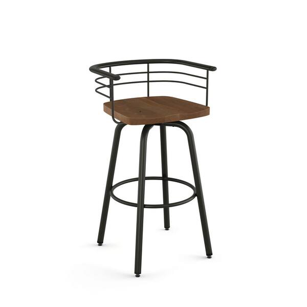Amisco Brisk 30 in. Brown Wood / Gun Metal Swivel Bar Stool 41293-30/ ...