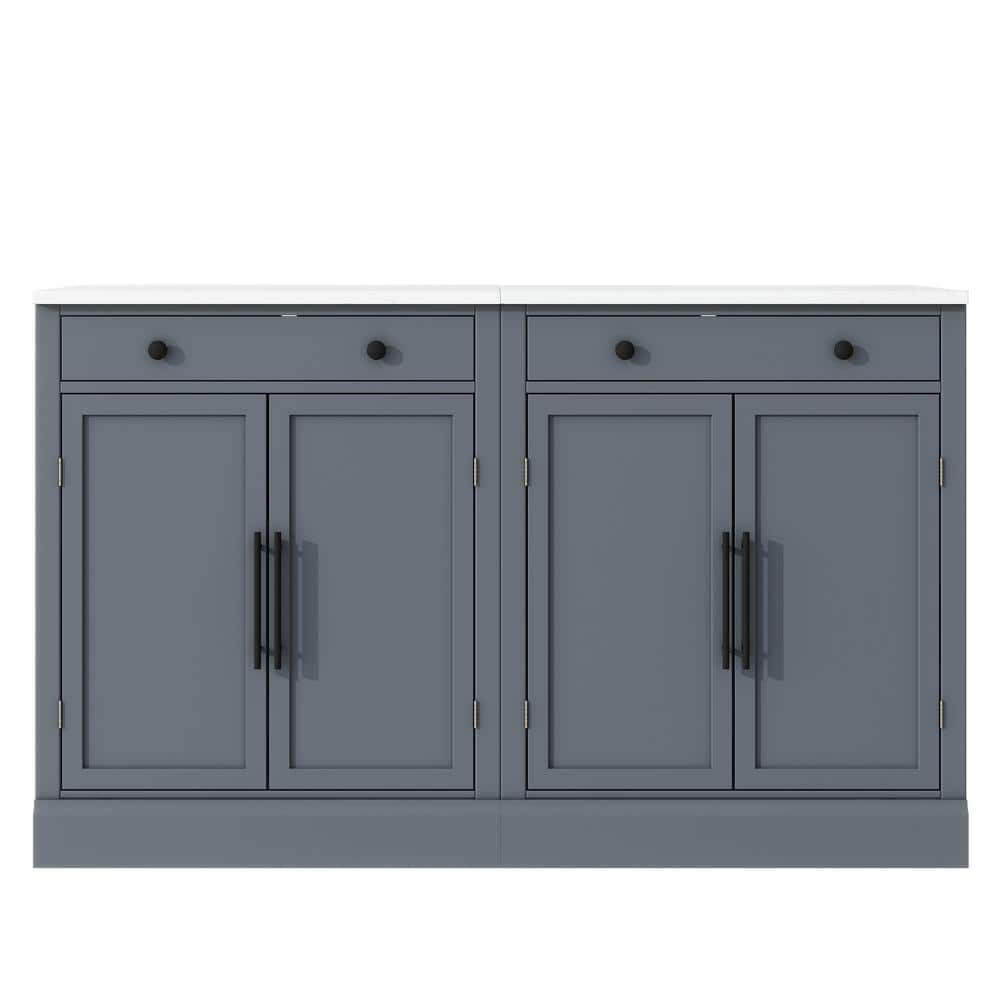 JUJABU Gray Freestanding Kitchen Pantry with Drawer, 2 Adjustable ...