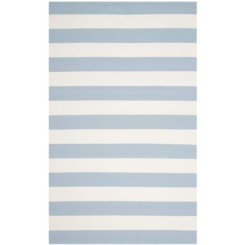 SAFAVIEH Montauk Sky Blue/Ivory 8 ft. x 10 ft. Striped Area Rug MTK712K ...