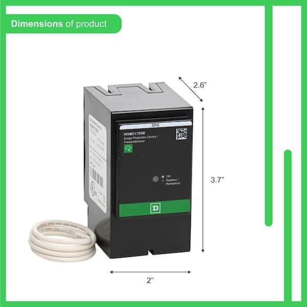 Square D 25kA 2-Pole Whole Home Surge Protection Device for Square D ...