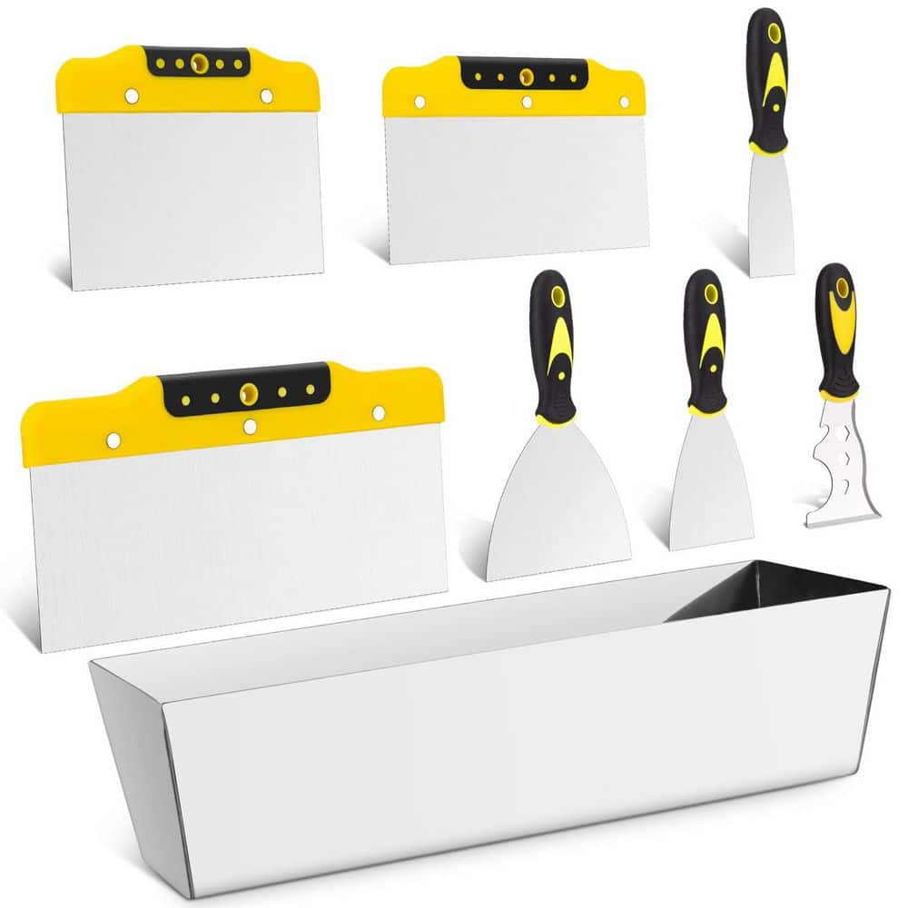 Laybus 8 Piece Stainless Steel Drywall Knife Set Includes Putty Knife Set Taping Knives Painter ...