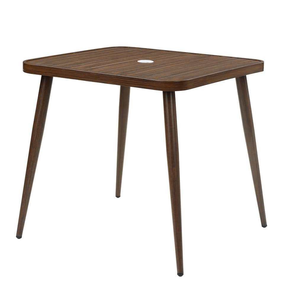 Furniture of America Poudre Walnut Square Aluminum Outdoor Dining Table ...