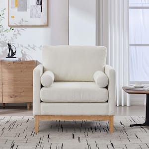 JAYDEN CREATION Ismenus Ivory Upholstered Mid Century Modern Club Chair ...