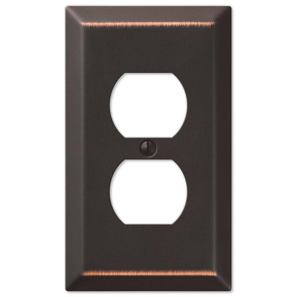 AMERELLE Metallic 1-Gang Aged Bronze Duplex Outlet Stamped Steel Wall ...