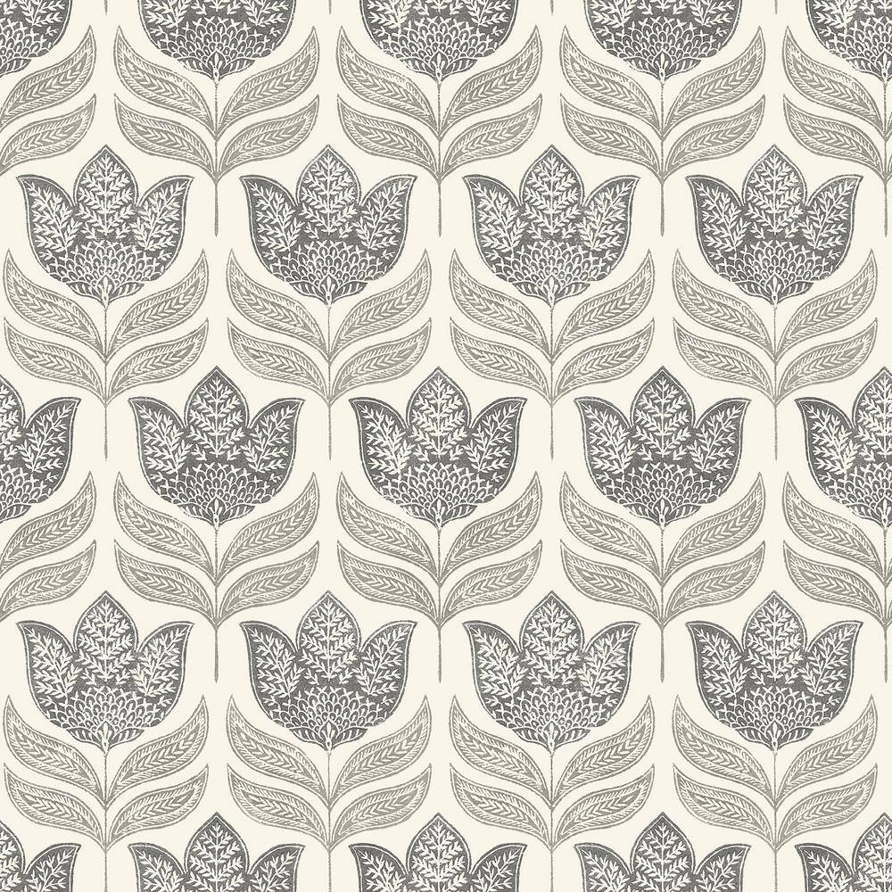 Chesapeake Cathal Tulip Block Print Grey Prepasted Non Woven Wallpaper ...
