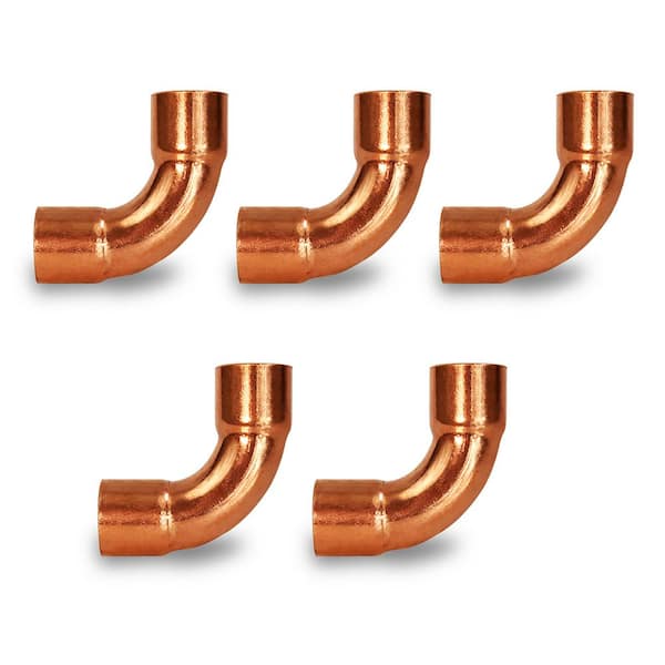 PLUMBFLEX 3/8 in. Copper C x C Long Radius 90-Degree Elbow Fitting with 2-Solder Cups (5-Pack ...